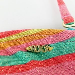 Roxy | Swim | Roxy Metallic Rainbow Striped Keyhole Bikini Top M | Poshmark